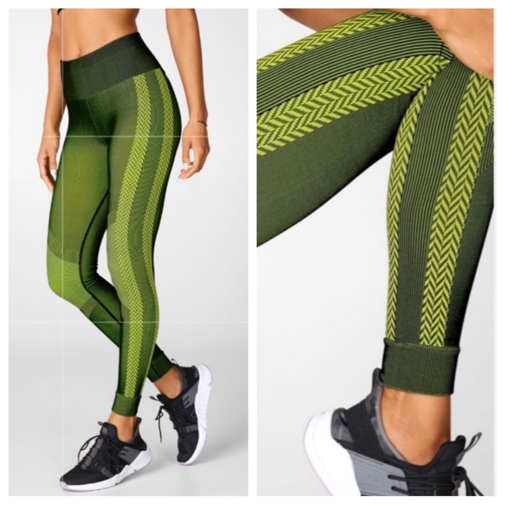 Rare Fabletics High Rise Neon Green & Black Reversibl… - Gem